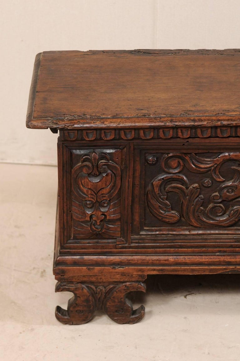 18th Century Italian Intricately Carved Sea Creature Casson Wood Trunk ...