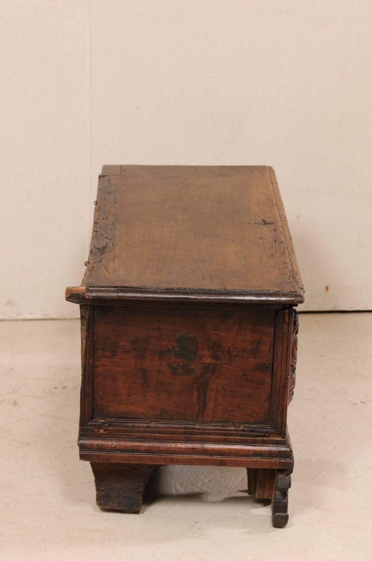 18th Century Italian Intricately Carved Sea Creature Casson Wood Trunk ...