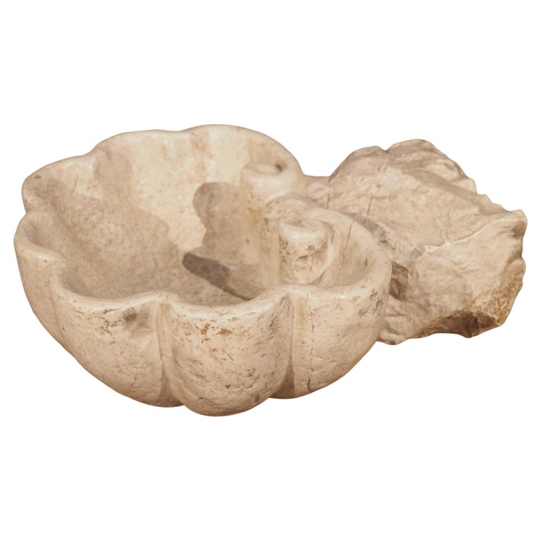 19th Century Italian Lobed and Painted Travertine Holy Water Stoup For ...