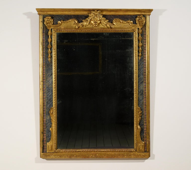 18th Century, Italian Louis XIV Carved Giltwood Mirror For Sale at 1stDibs