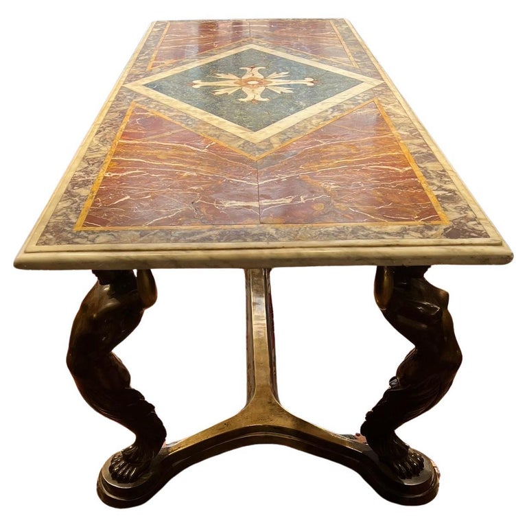 18th Century Italian Louis XVI Marble Centre Table Bronze Paliotto For ...