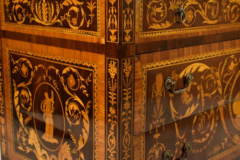 18th Century, Italian Neoclassical Inlaid Chest of Drawers, Marble Top ...