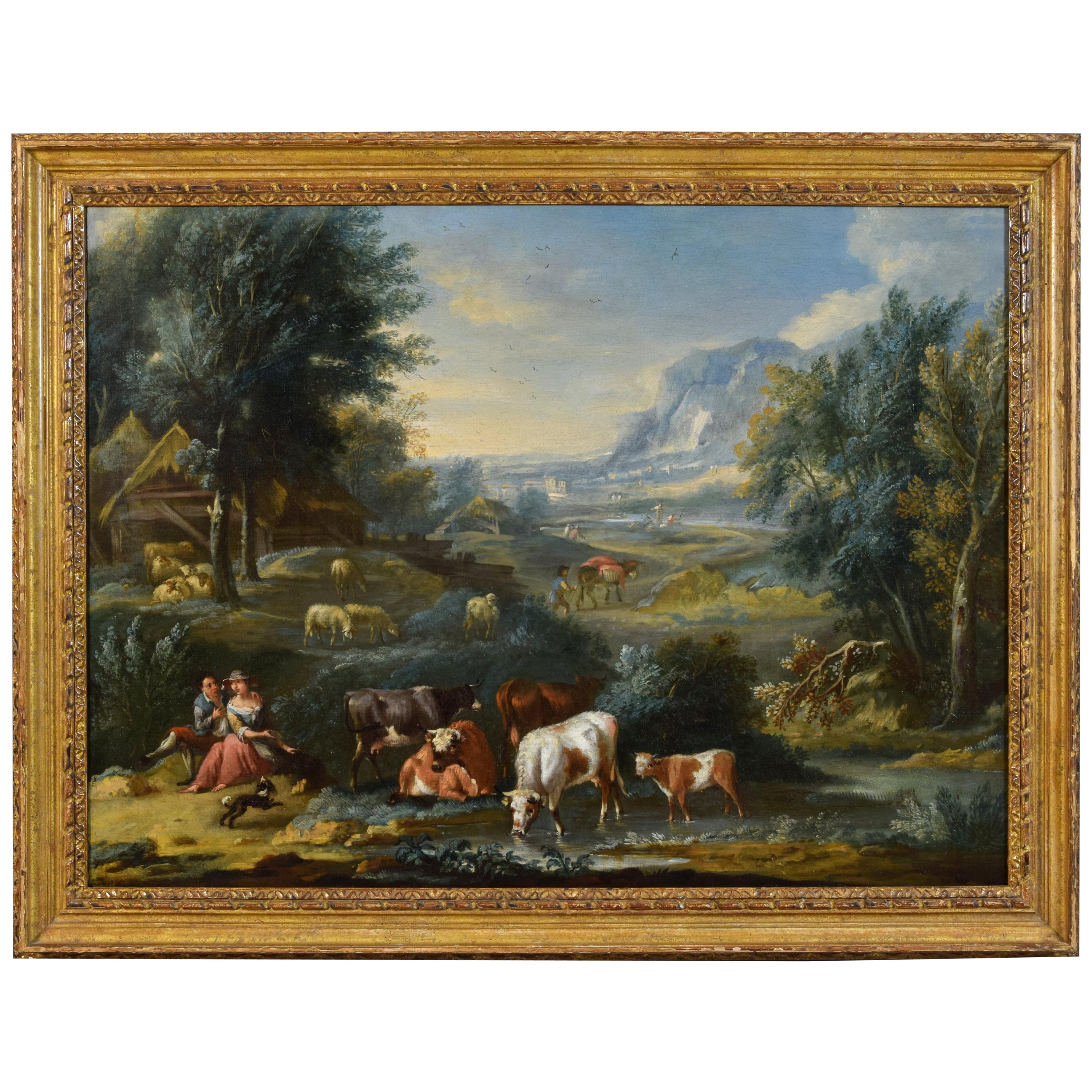 18th Century, Italian Pair of Oil on Canvas Paintings by Francesco ...
