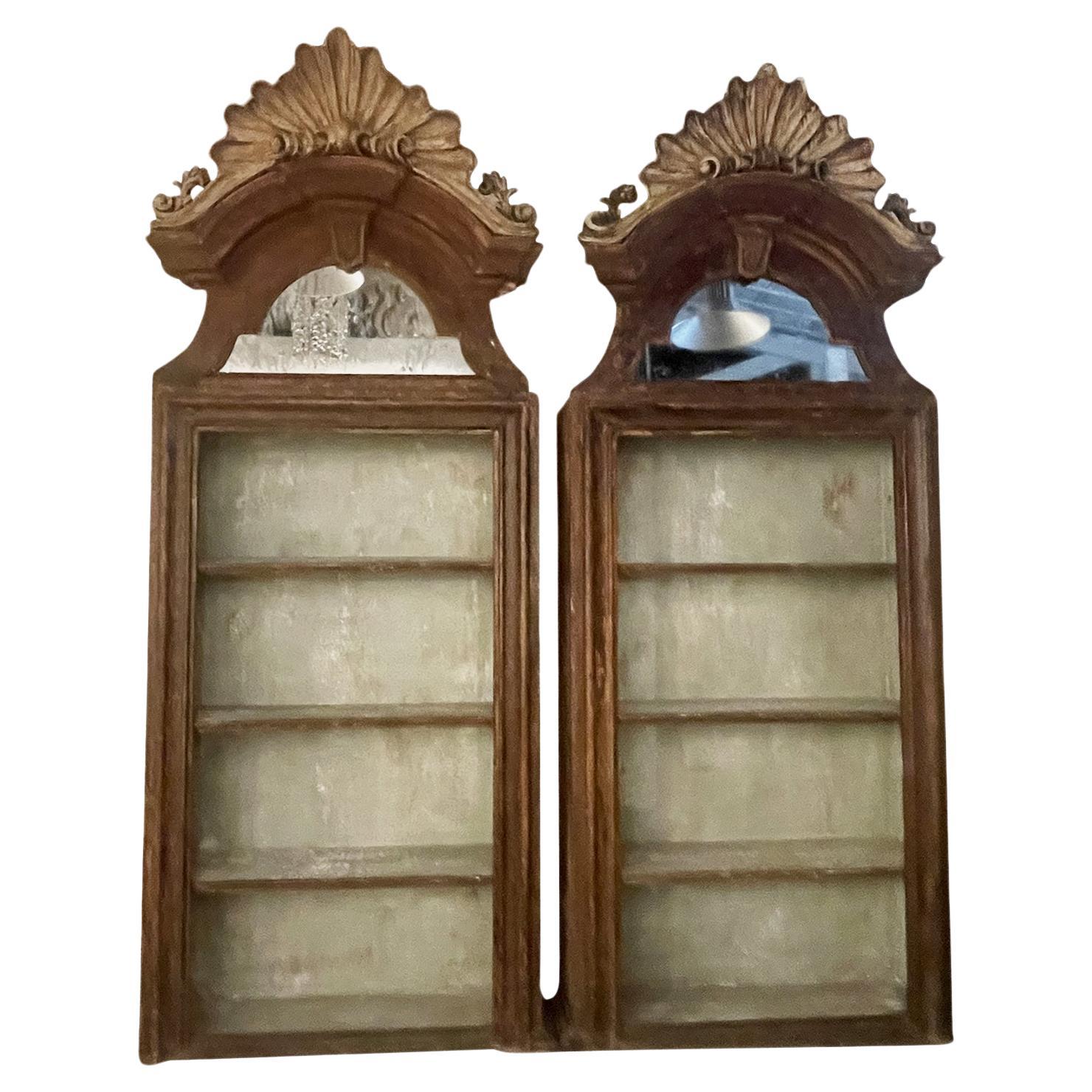 19th Century Italian Pinewood Bookcase - Large Antique Library Cabinet ...