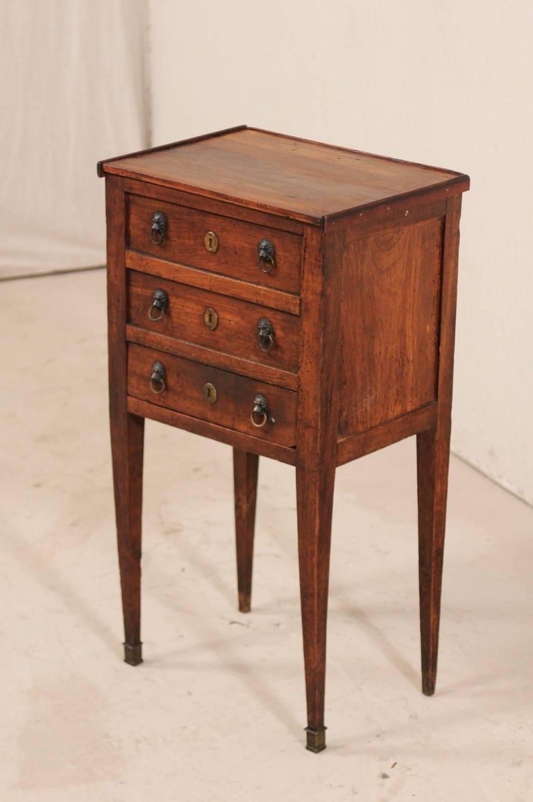 18th Century Italian Petite Wood Side Chest / Table with Lion Head Ring ...