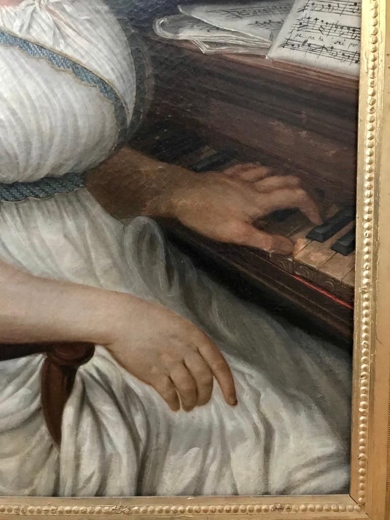 18th Century Italian Portrait of a Female Piano Player, Signed and ...