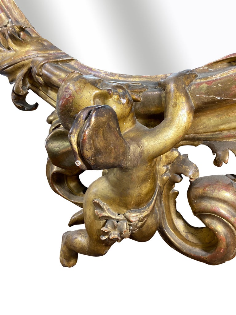 Large Round 18th Century Italian Putti Mirror at 1stDibs
