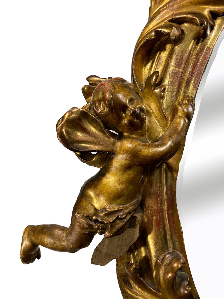 Large Round 18th Century Italian Putti Mirror at 1stDibs