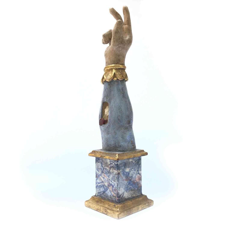 18th Century Italian Reliquary Arm of Saint Mathiew Blue and Giltwood ...