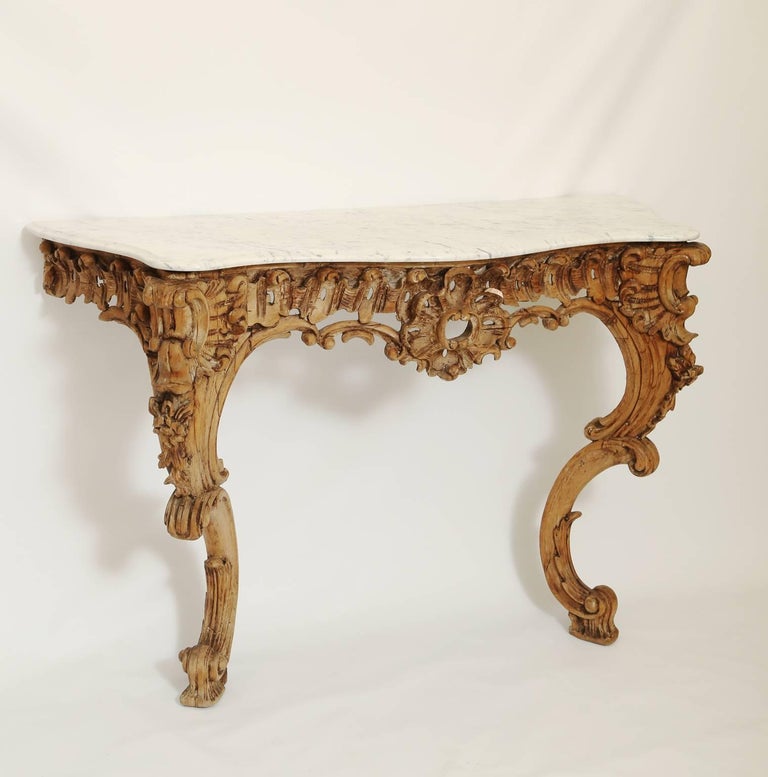 18th Century Italian Rococo Console Table in Natural Wood at 1stDibs