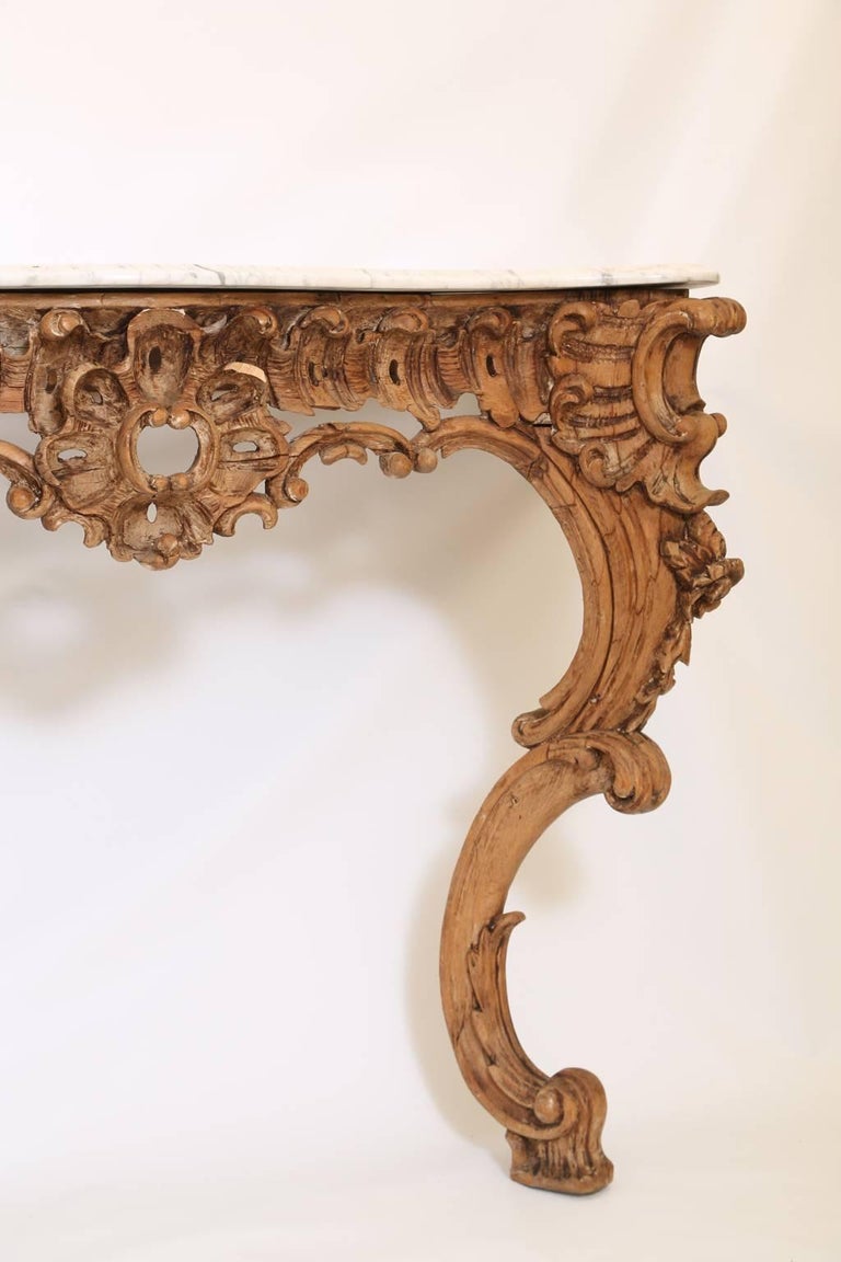 18th Century Italian Rococo Console Table in Natural Wood at 1stDibs