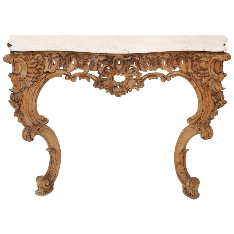 18th Century Italian Rococo Console Table in Natural Wood at 1stDibs
