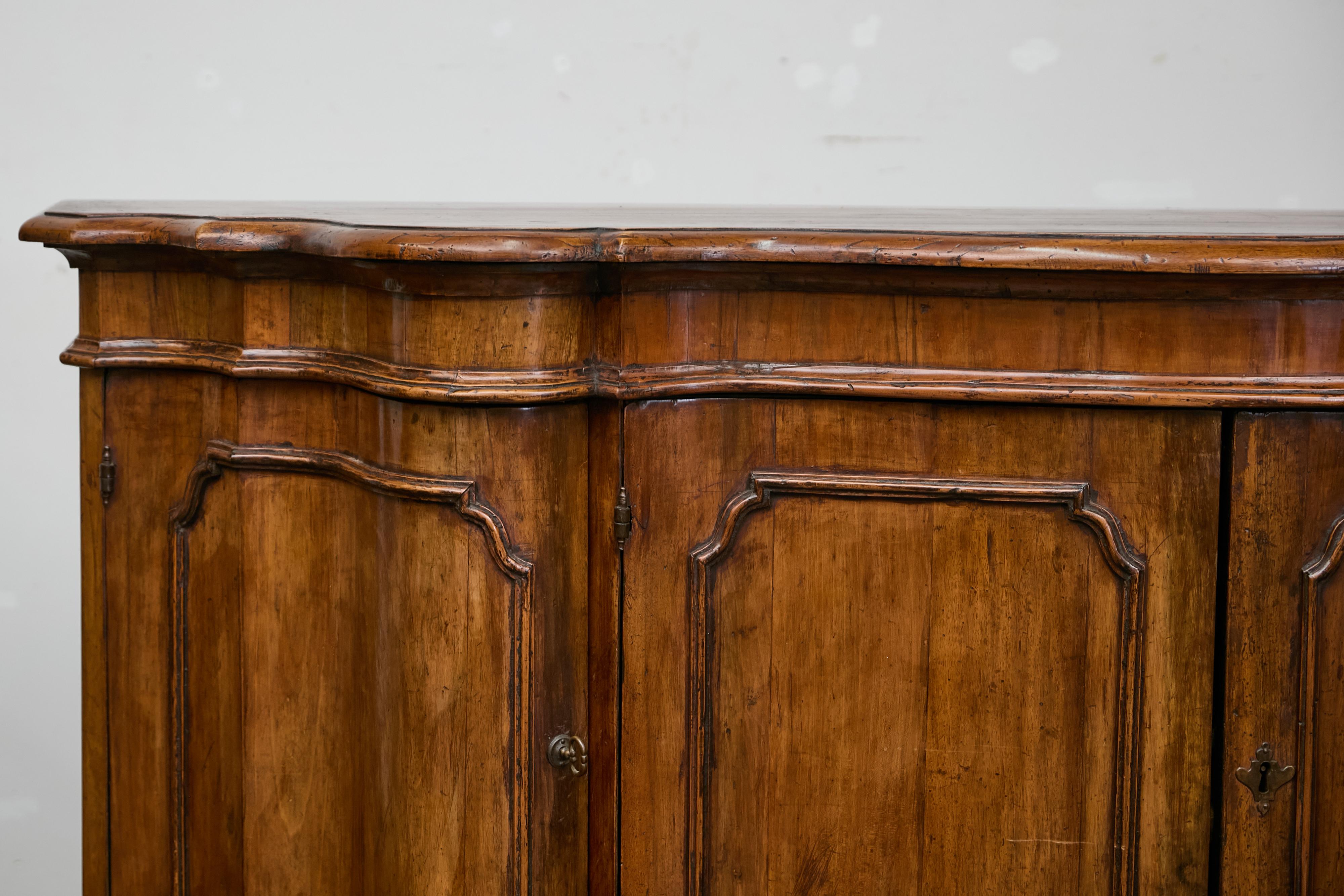 18th Century Italian Rococo Walnut Credenza with Serpentine Front and ...