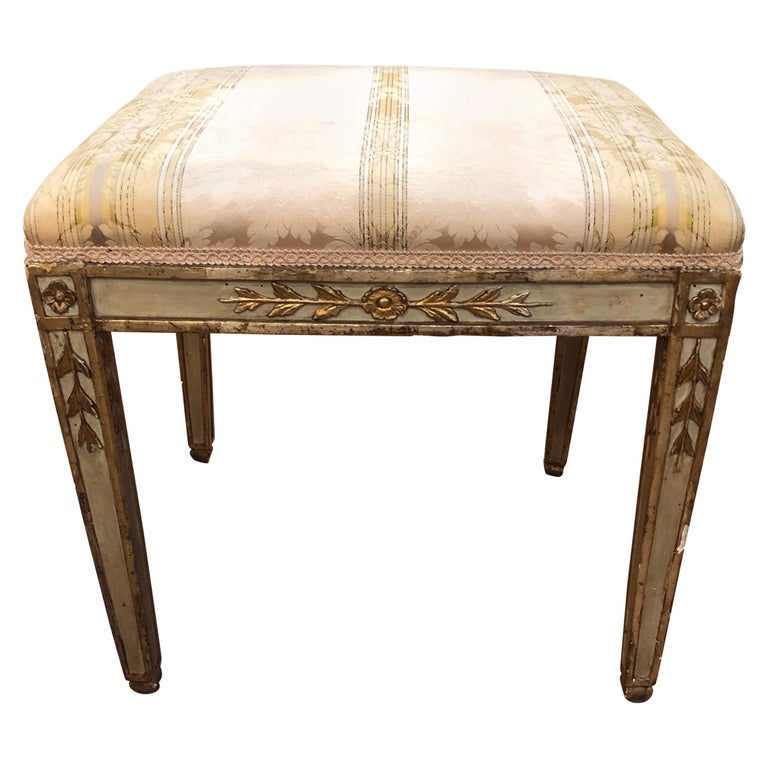 18th Century Italian Roman Wood Lacquer Gilt Stool, 1780s at 1stDibs