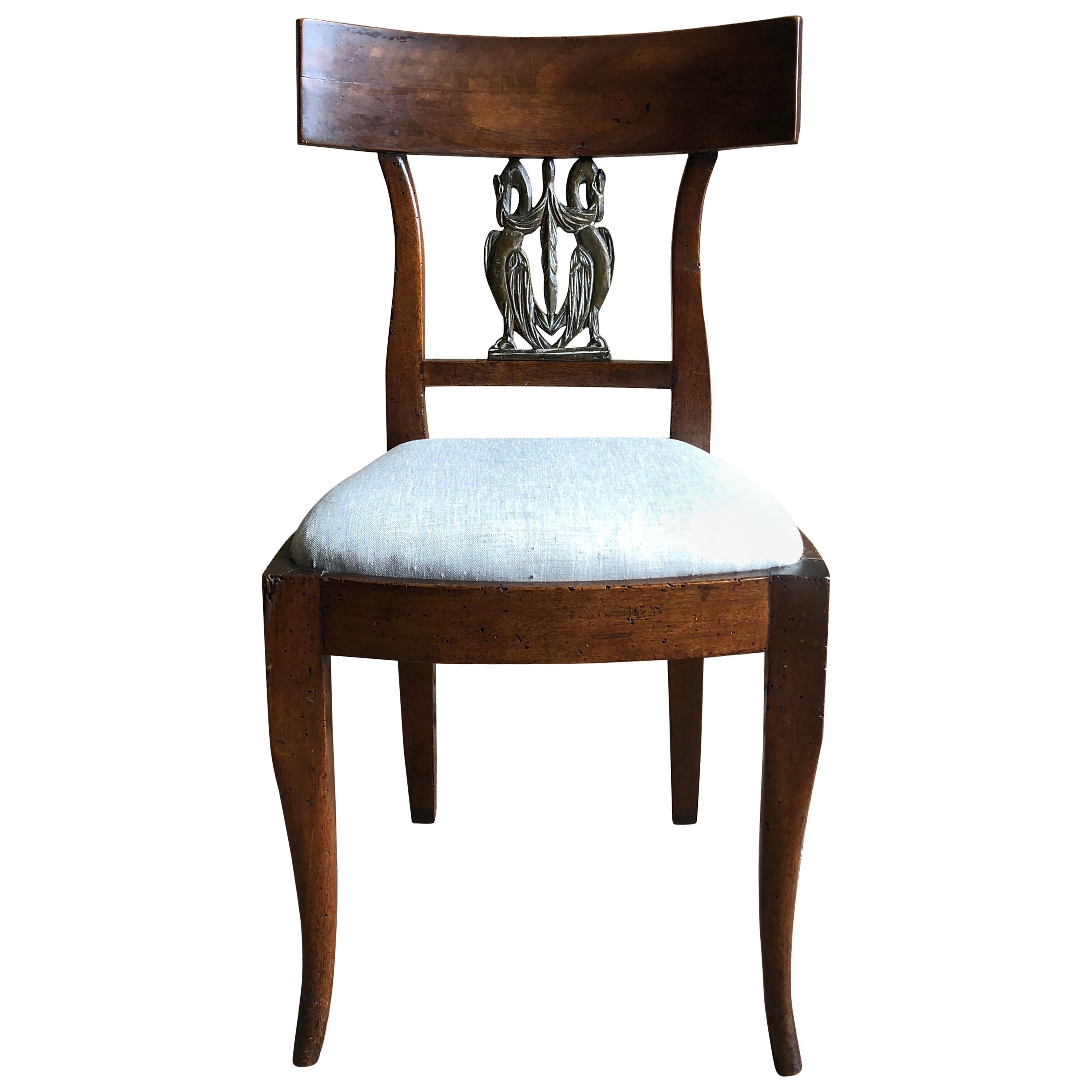 18th Century Italian Silver Leaf Dining Chair with Velvet Upholstery ...