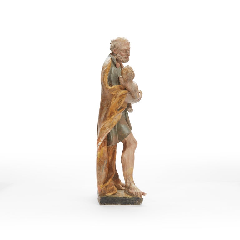 18th Century Italian St Joseph with Infant Jesus Baroque Old Master ...