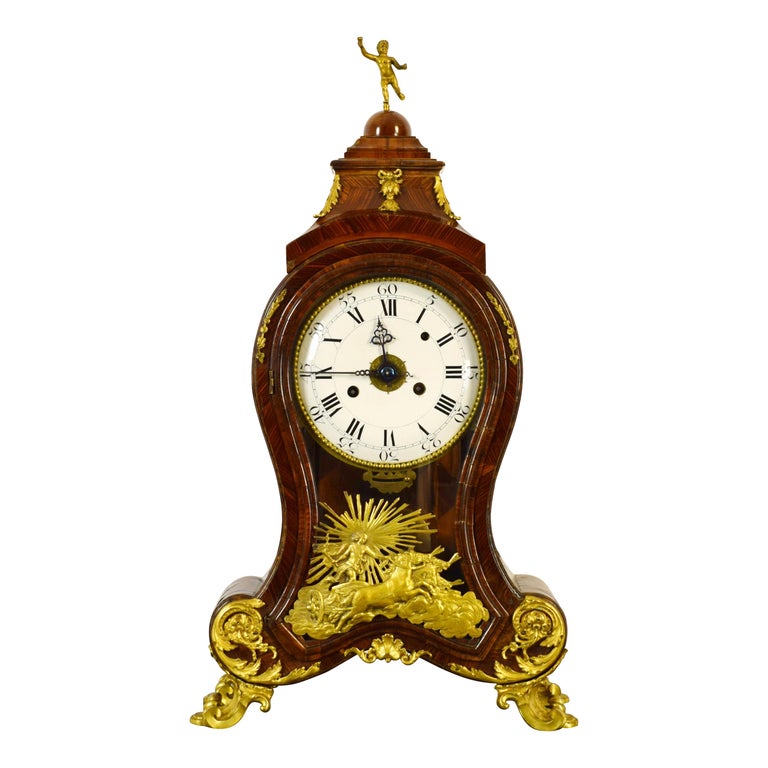 18th Century, Italian Wood Ringtone and Alarm Table Clock with Gilt ...