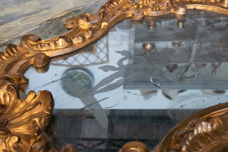 18th Century Italian wooden and Gilded Stucco Mirror with Decorated ...