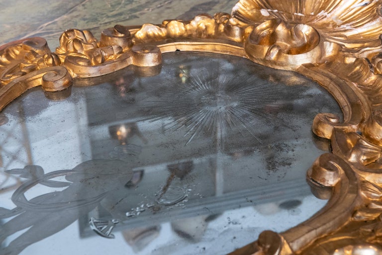 18th Century Italian wooden and Gilded Stucco Mirror with Decorated ...