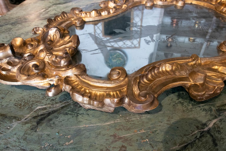 18th Century Italian wooden and Gilded Stucco Mirror with Decorated ...