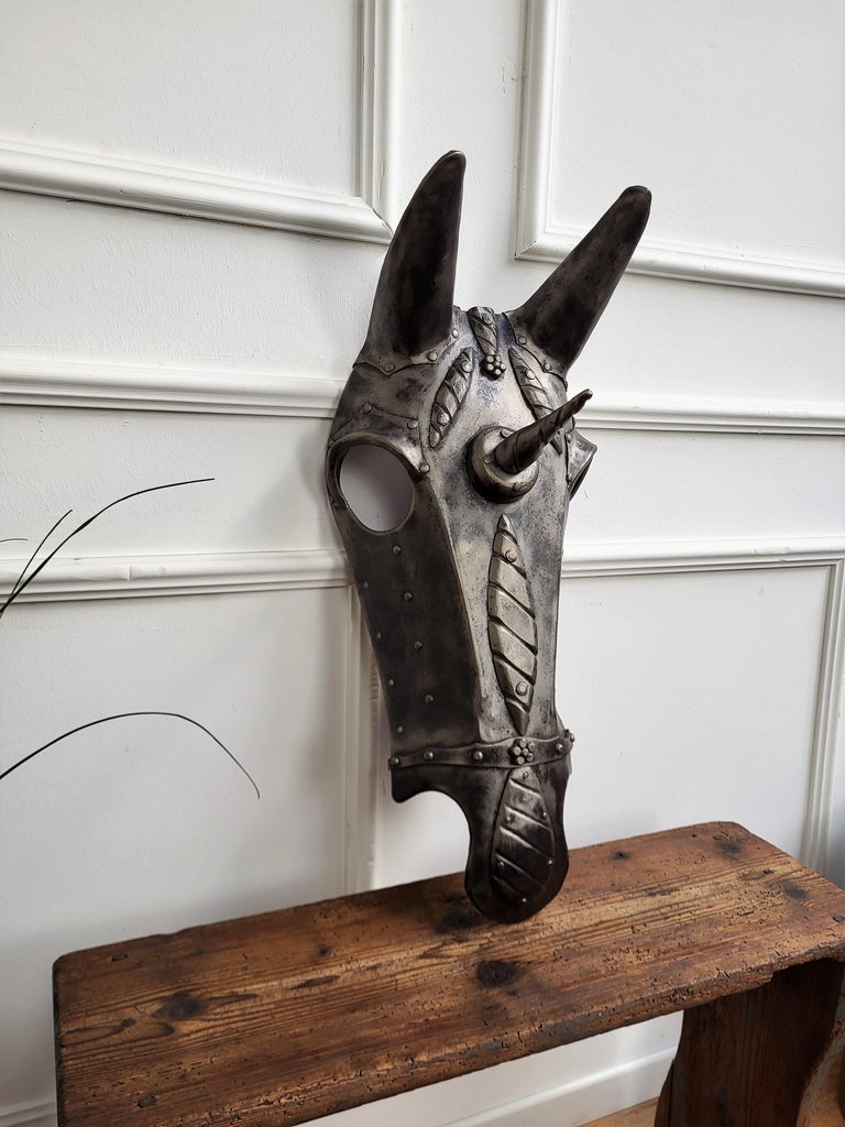 18th Century Italian Wrought Iron Chamfron, Shaffron, Horse Armor Mask ...