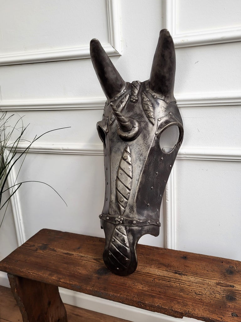 18th Century Italian Wrought Iron Chamfron, Shaffron, Horse Armor Mask ...