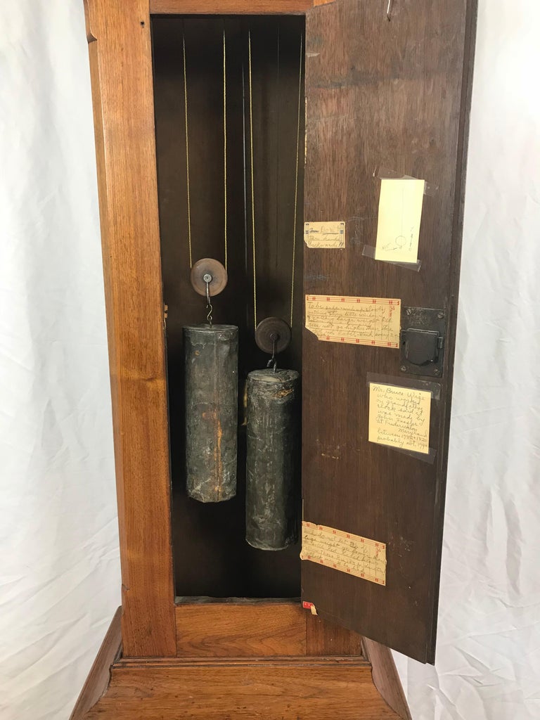 18th Century John Fessler Walnut Tall Clock, Hand-Painted Face, circa ...