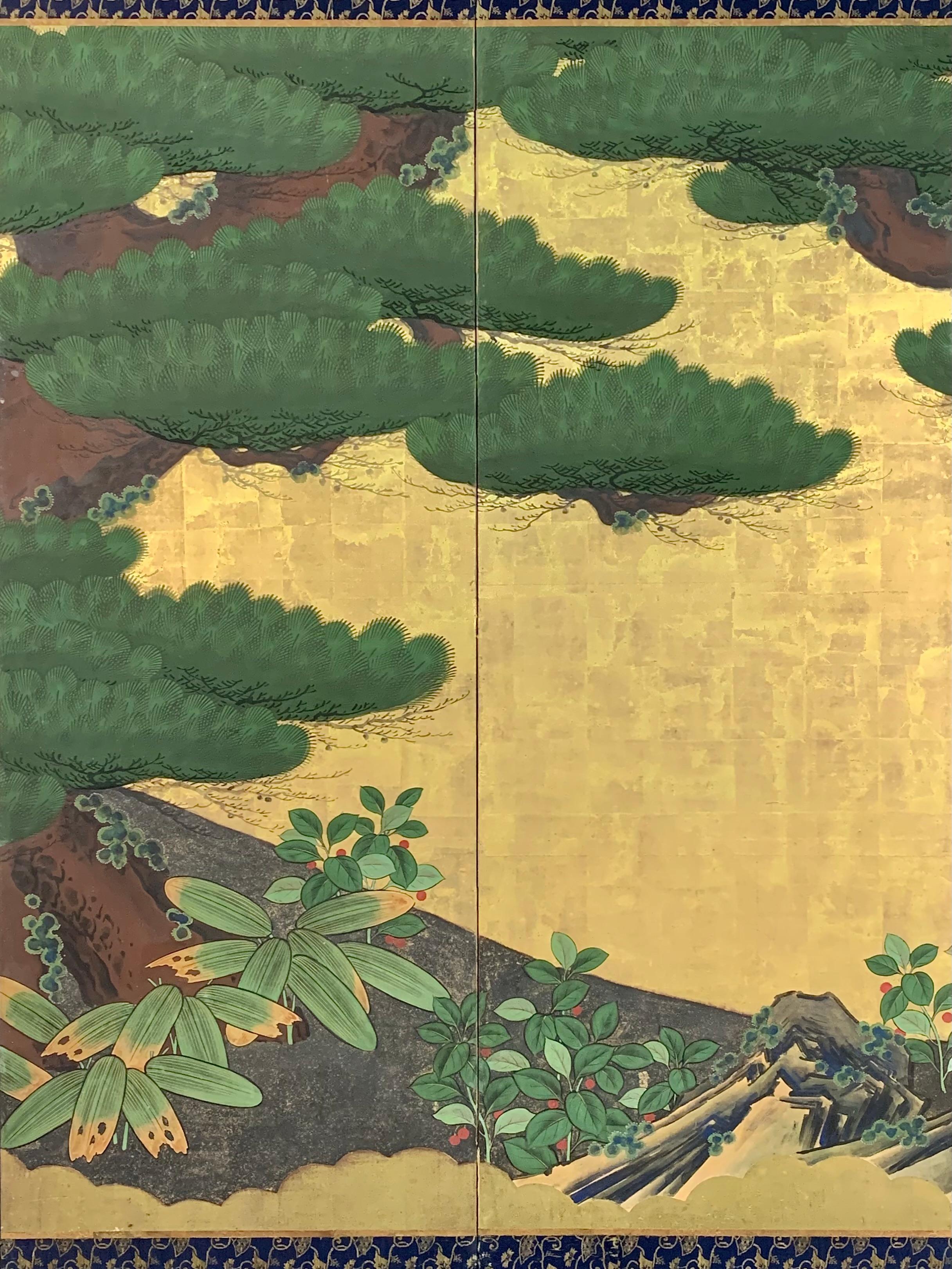 18th Century Kano School Pine Screen For Sale at 1stDibs