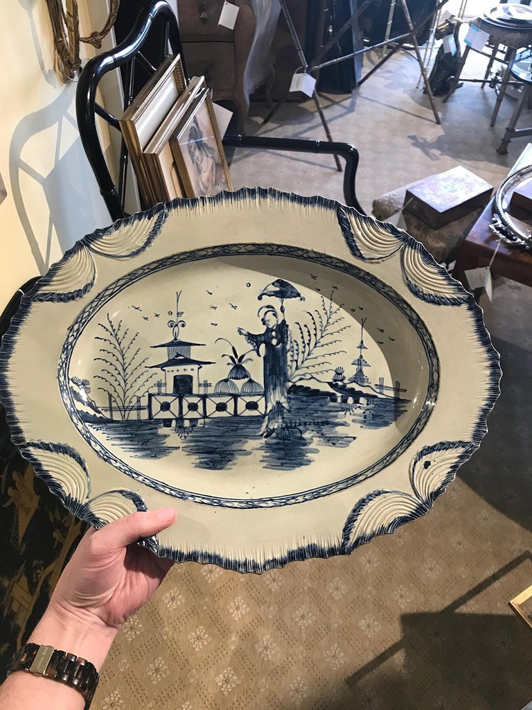 18th Century Leeds Pottery English Blue and White Platter at 1stDibs
