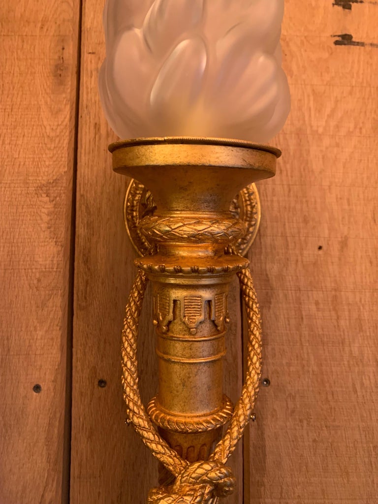 18th Century Lion Torch Wall Lamp in Gilted Bronze 24K patina For Sale ...