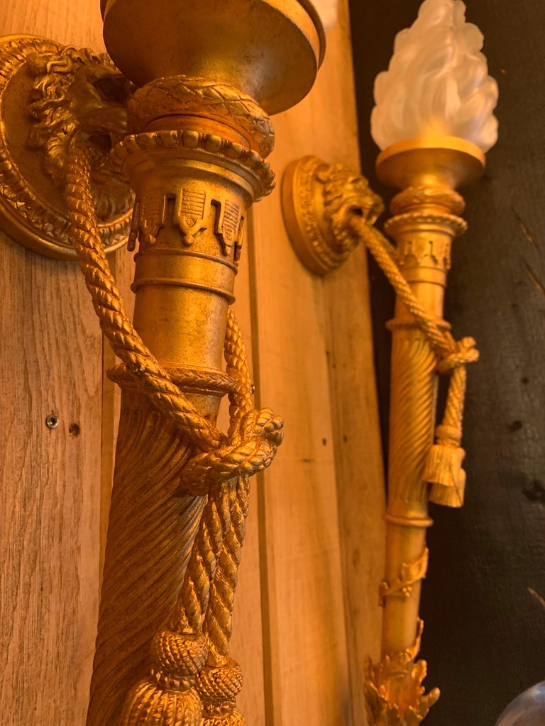 18th Century Lion Torch Wall Lamp in Gilted Bronze 24K patina For Sale ...