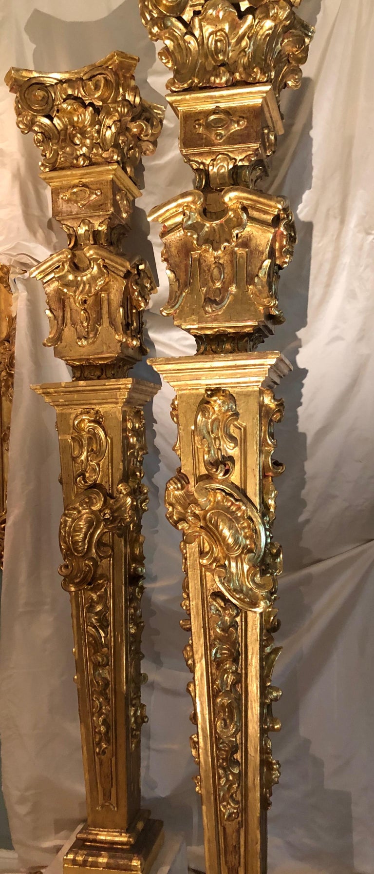 18th Century Louis XV Columns of Sculpted Giltwood a True Pair, French ...