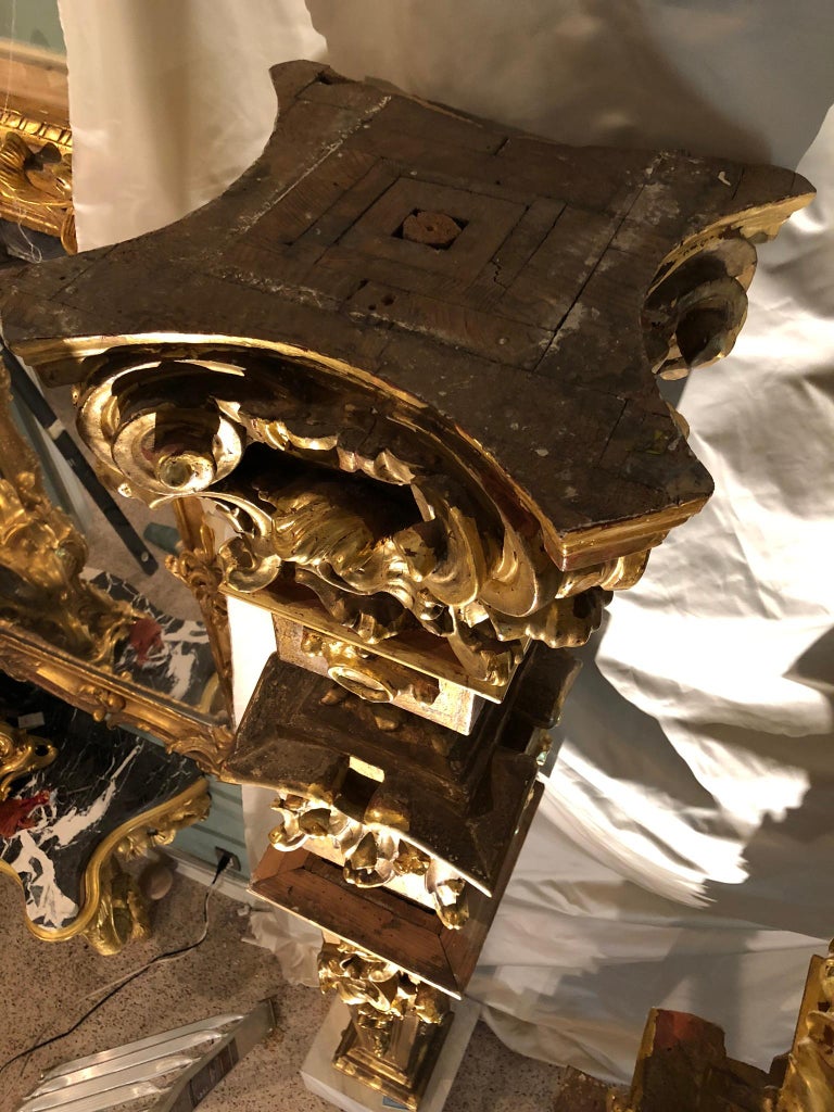 18th Century Louis XV Columns of Sculpted Giltwood a True Pair, French ...