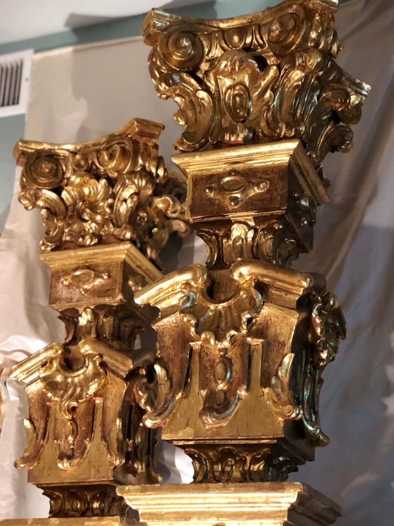 18th Century Louis XV Columns of Sculpted Giltwood a True Pair, French ...