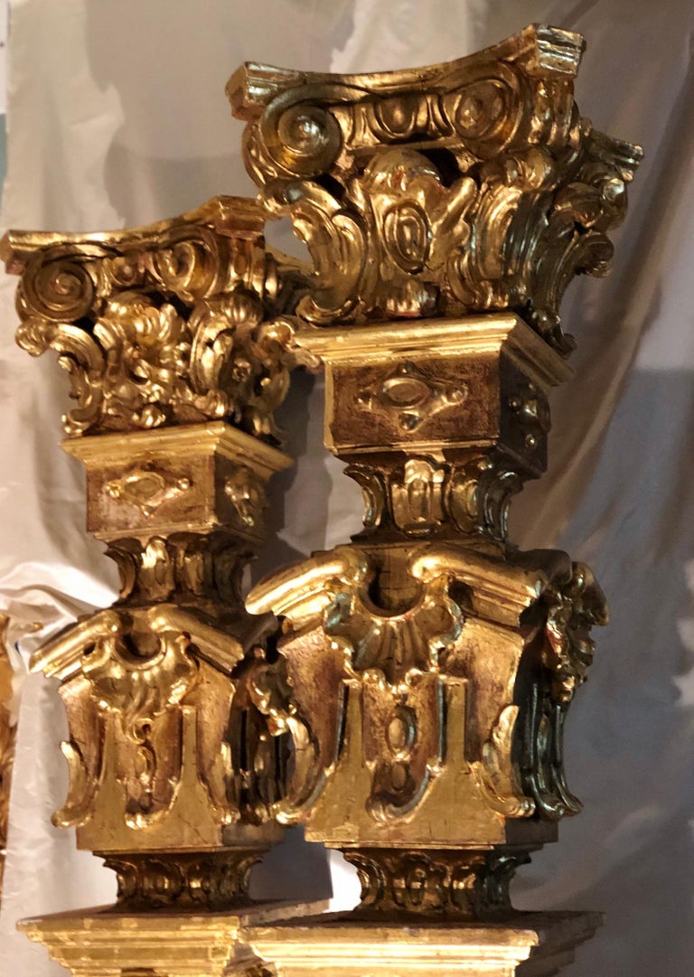 18th Century Louis XV Columns of Sculpted Giltwood a True Pair, French ...