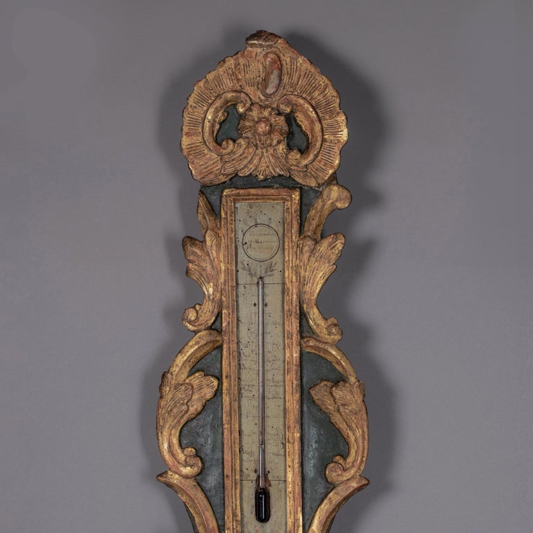 18th Century Louis XV Period Painted and Parcel Gilded Barometer at 1stDibs
