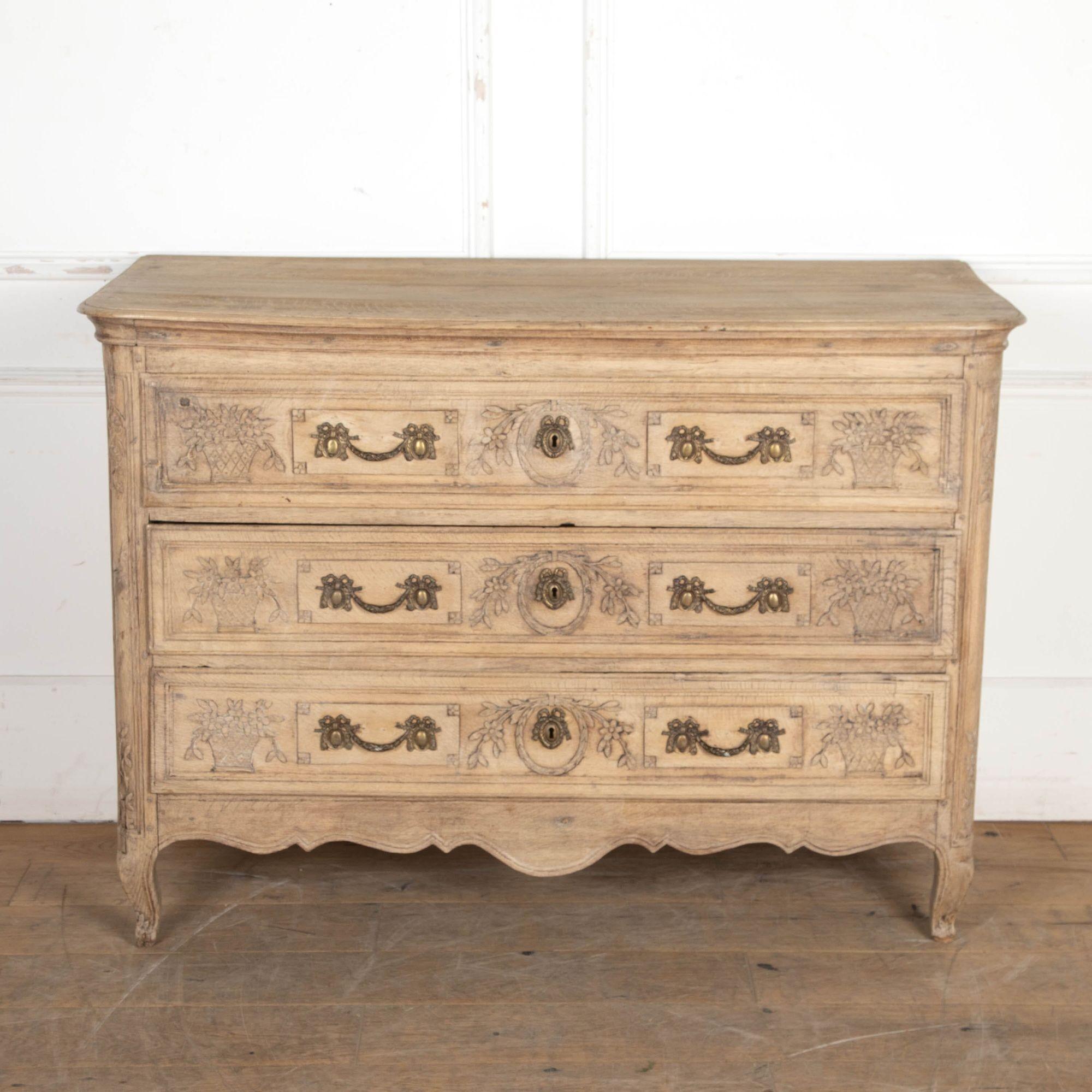 18th Century Louis XV Transitional Bleached Oak Commode at 1stDibs