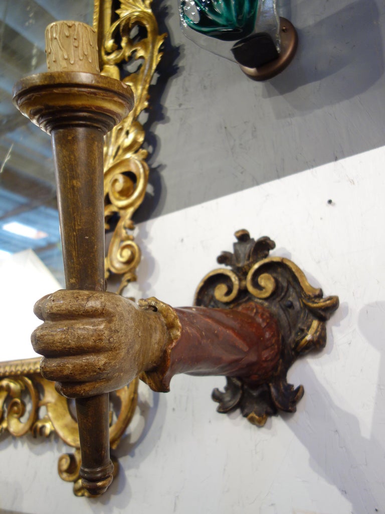 18th Century Louis XV Venetian Painted Wood Torch Sconces with Gilt ...