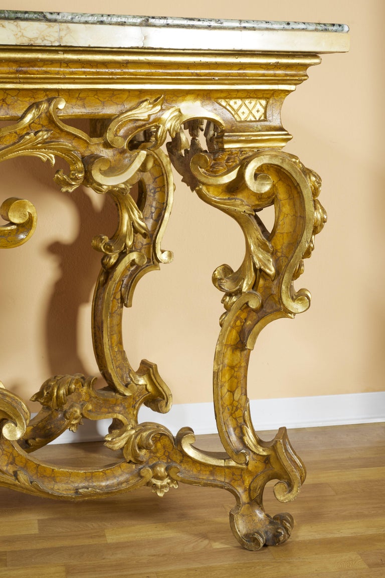 18th Century Louis XV Walnut Console Table Original Marble Yellow White ...