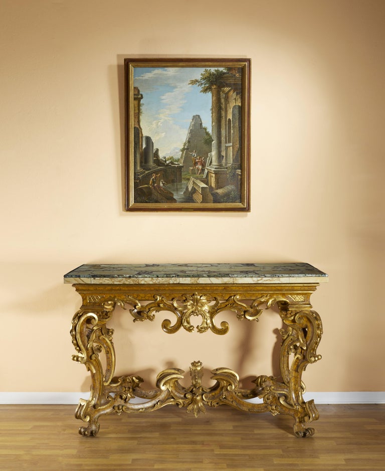18th Century Louis XV Walnut Console Table Original Marble Yellow White ...