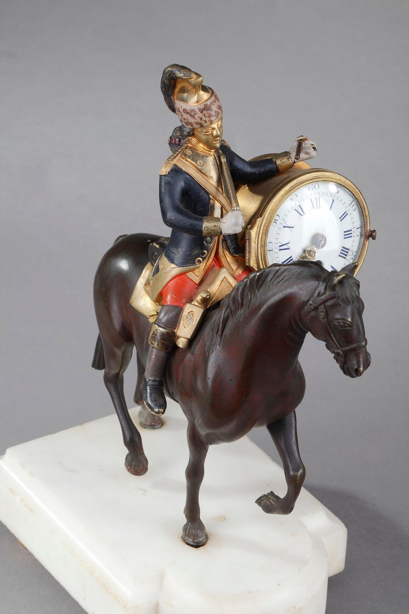 18th Century Louis XVI Clock Soldier on Horseback For Sale at 1stDibs