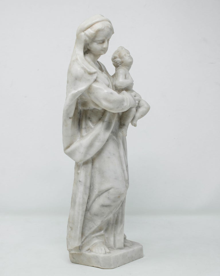 18th Century Madonna with Child Marble Sculpture Ligurian School For ...