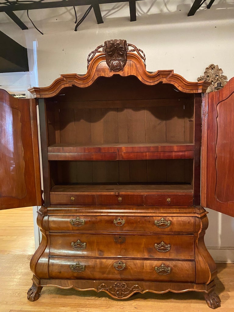 18th Century Mahogany Dutch Linen Press in Bombay Form at 1stDibs