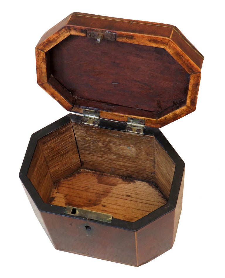 18th Century Mahogany Octagonal Shaped Antique Tea Caddy at 1stDibs