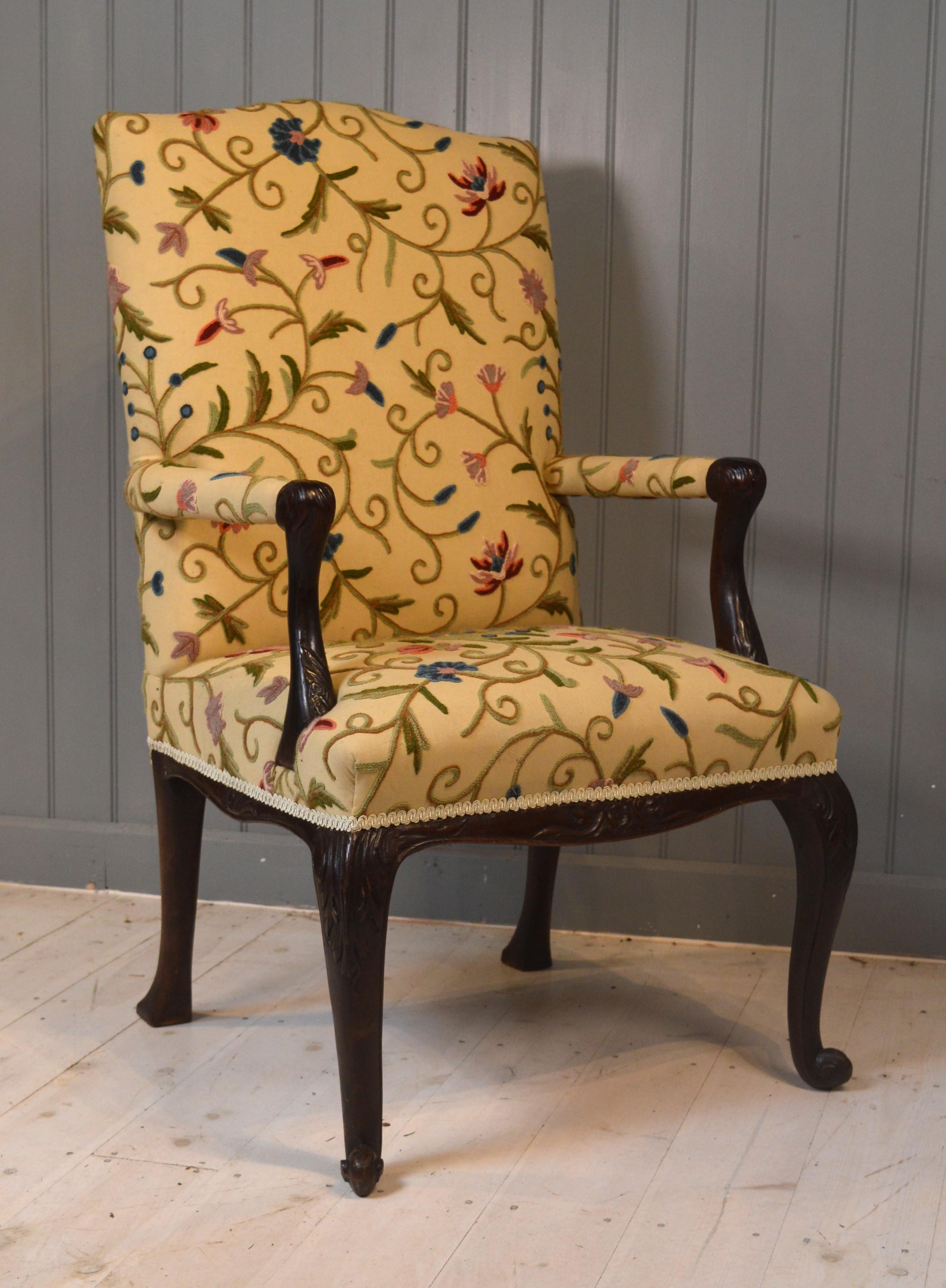 18th Century Mahogany Open Armchair For Sale at 1stDibs