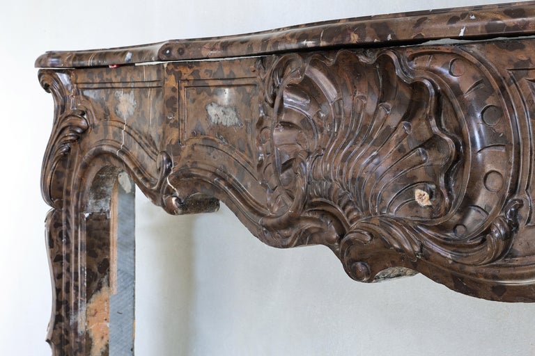 18th Century Louis XV Rococo Fireplace mantle in Stincal Marble For ...