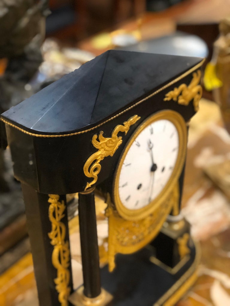 18th Century French Black Marble Clock Louis XVI Robert Robin For Sale ...