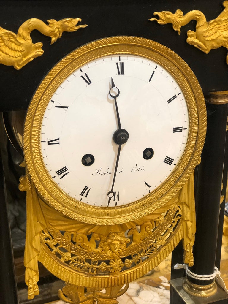 18. Jahrhundert Französisch Schwarzer Marmor Uhr Louis XVI Robert Robin ...