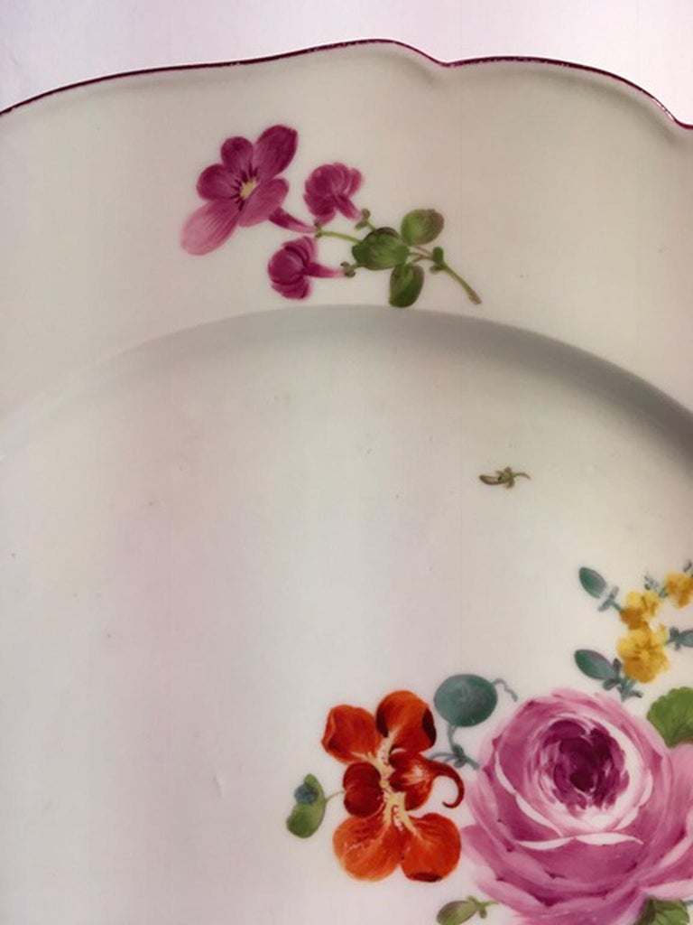 18th Century Meissen Set 12 Baroque Porcelain Dining Dishes with Floral ...