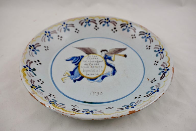 18th Century Nevers French Revolution Tin-Glazed Faïence Dish, Angel ...